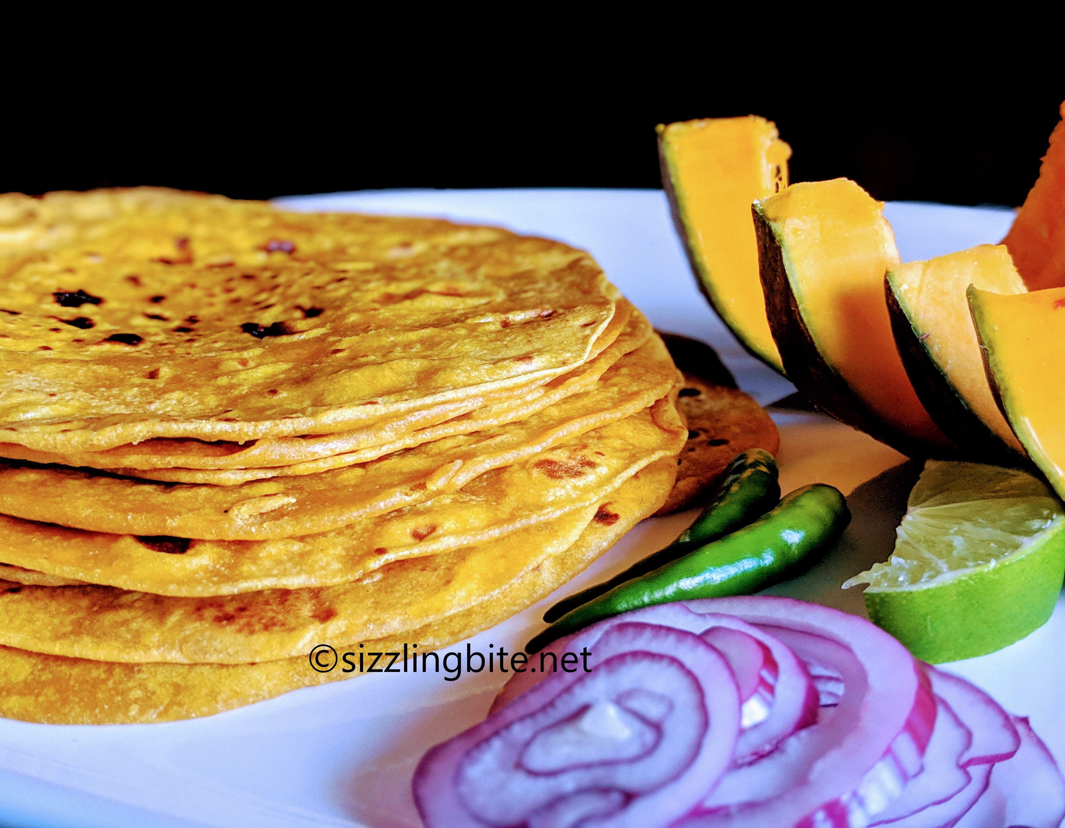 Pumpkin Flatbread/Roti - Sizzling Bite Pumpkin Flatbread/Roti